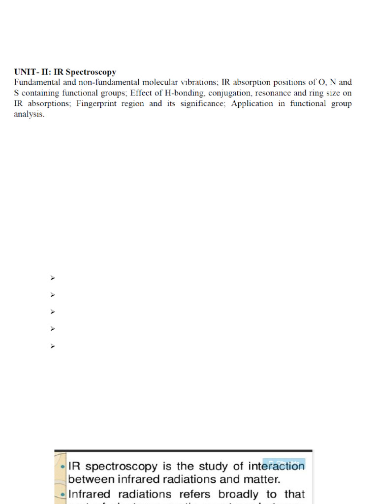 Unit-II IR SPECTROS | PDF | Infrared Spectroscopy | Spectroscopy