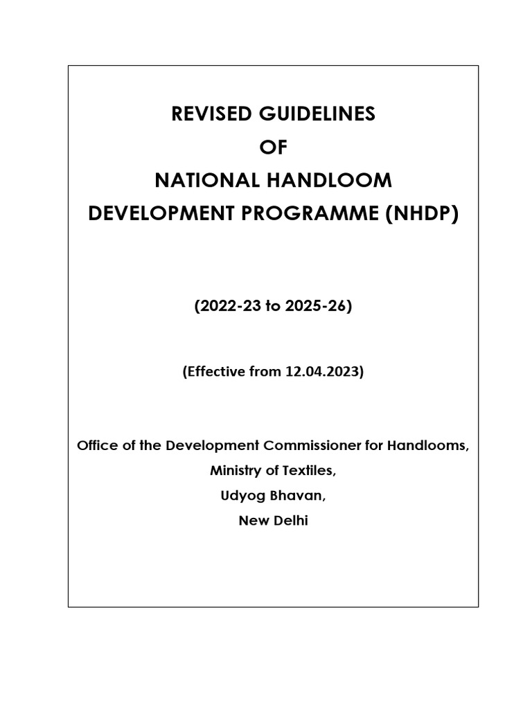Final Revised Guidelines NHDP 12.04.2023 | PDF | Weaving | Loom
