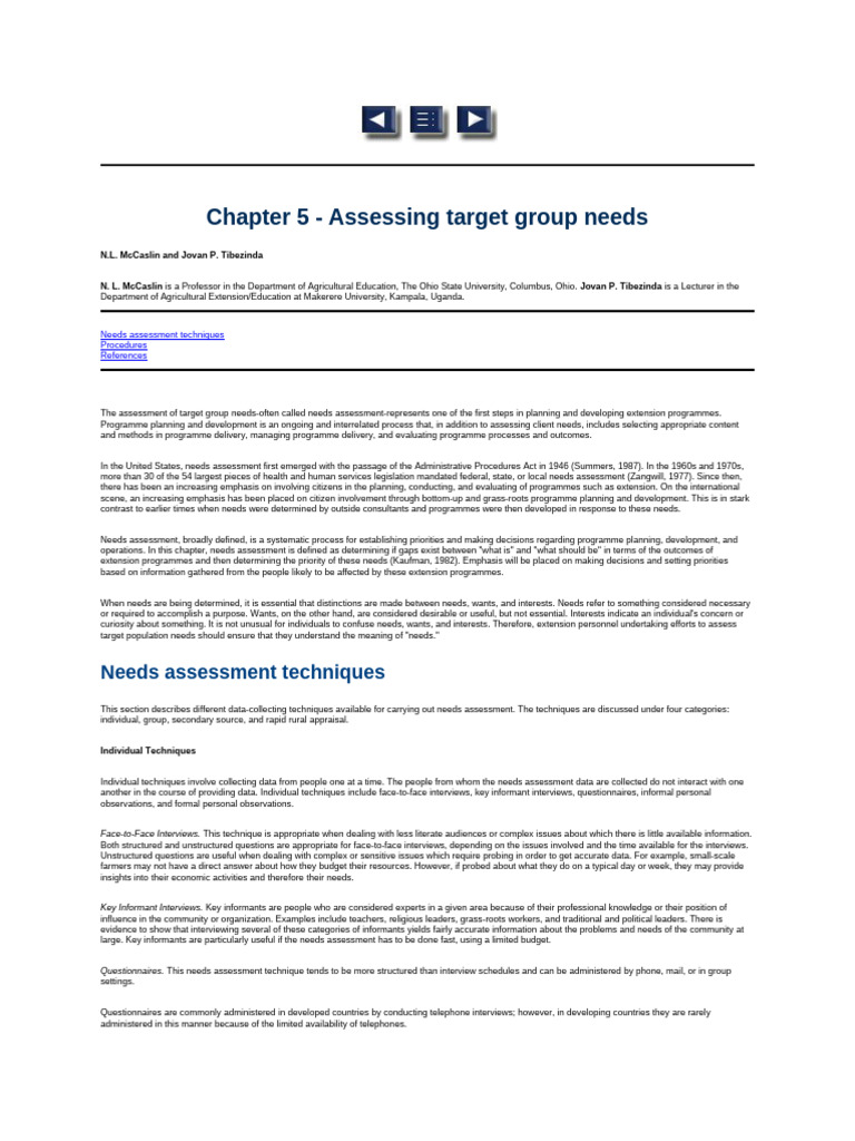 Target Group Needs Assessment Techniques | PDF | Needs Assessment ...