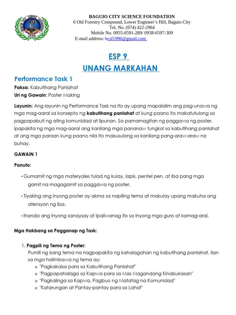 LEARNING OUTPUT 1-ESP | PDF