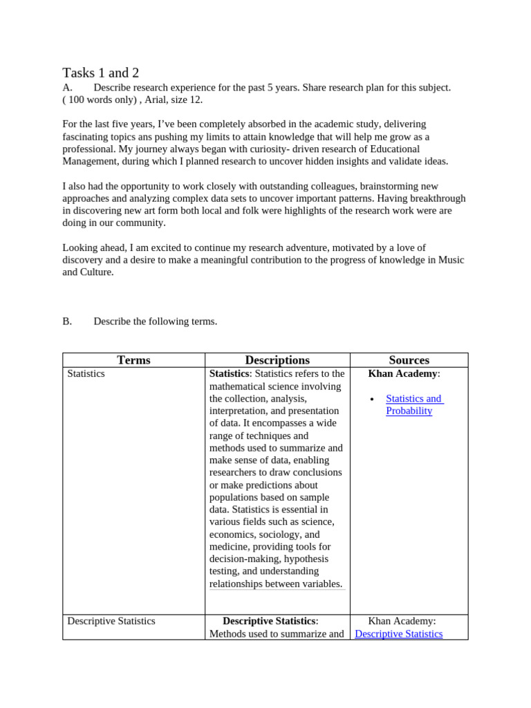 CASTILLO - MAED Music Tasks 1 and 2 | PDF | Statistics | Regression ...