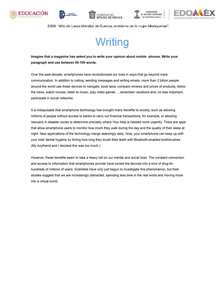 Practice 4 Writing Semana 4 - Sandoval Montes Rosa Daniela | PDF
