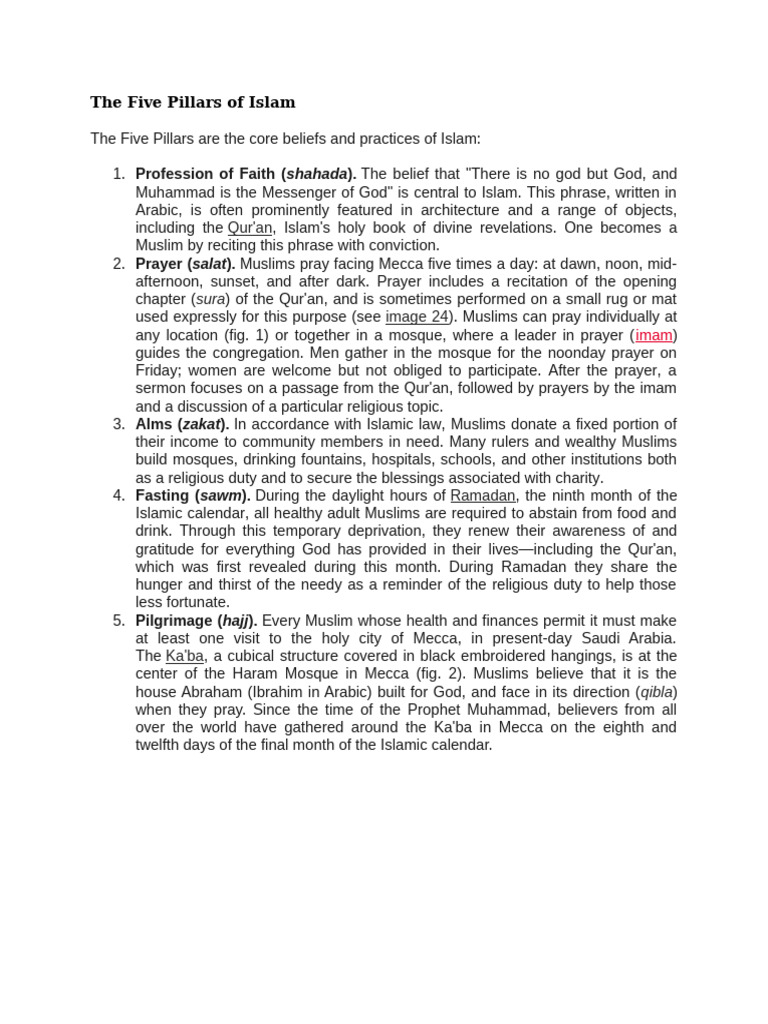The Five Pillars of Islam | PDF | Religious Faiths | Islamic Fundamentalism