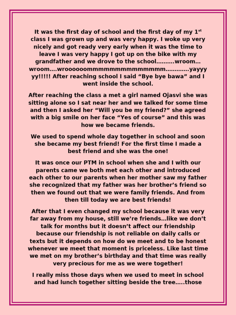 My Best Friend: A School Journey | PDF