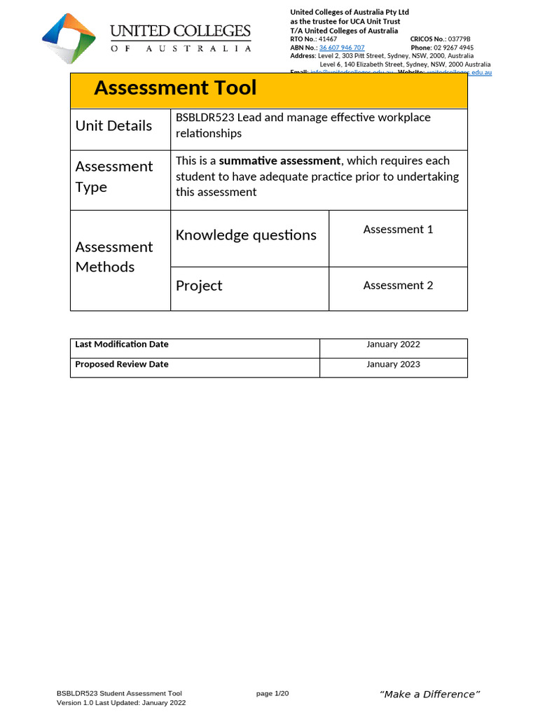 BSBLDR523 Student Assessment Tool - Upd Jan 2022 | PDF | Policy | Information
