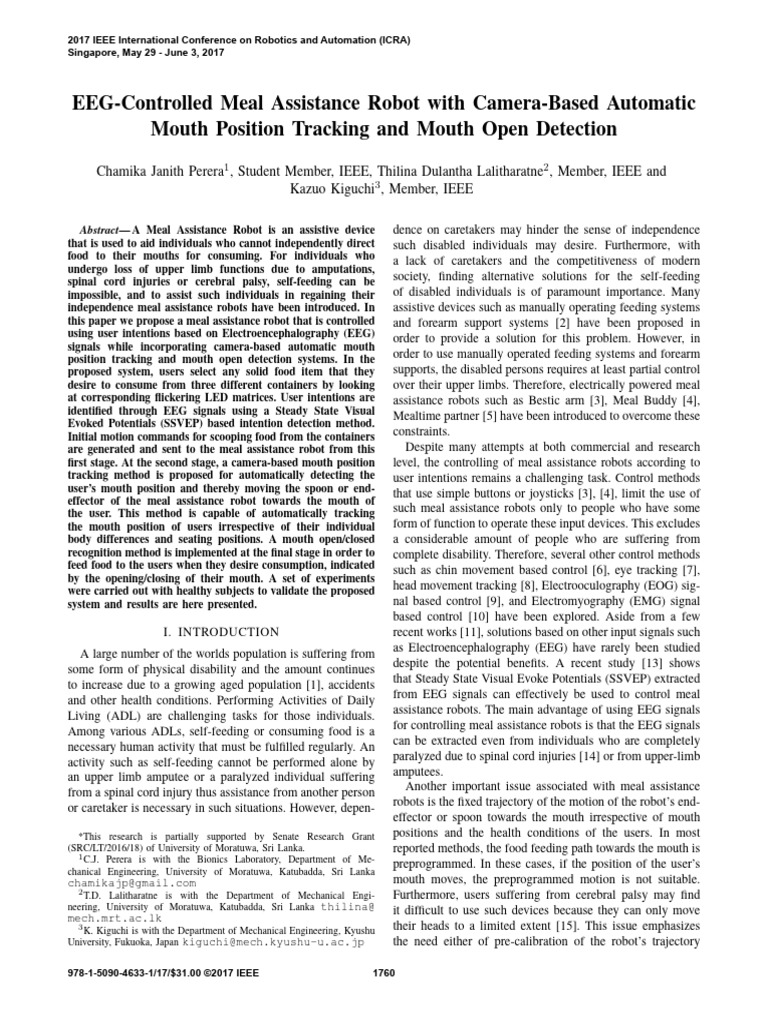 EEG-Controlled Meal Assistance Robot With Camera-Based Automatic Mouth ...