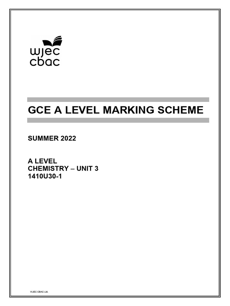 June 2022 MS - Unit 3 WJEC Chemistry A-Level | PDF | Redox | Sodium