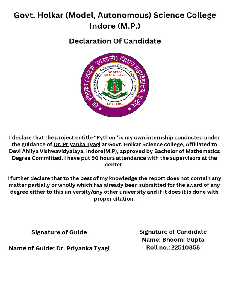 declaration page | PDF