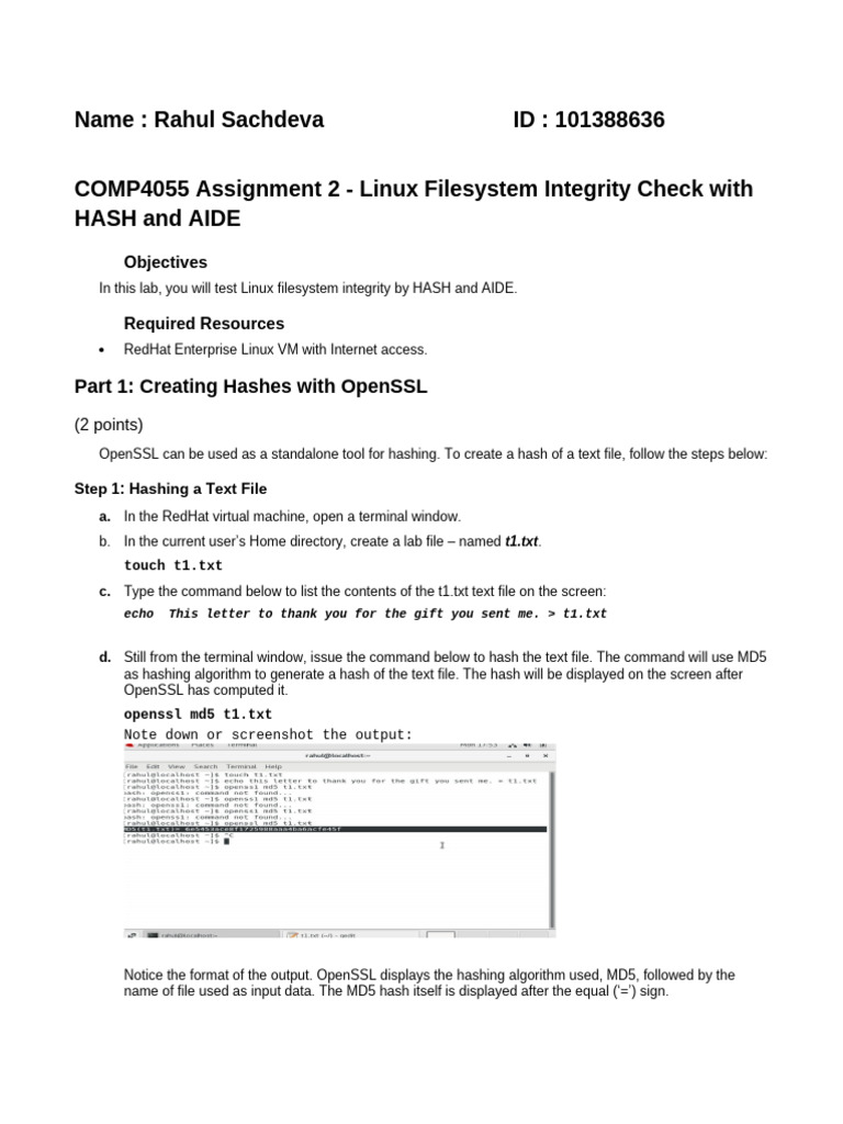 Assignment 2 - Linux Filesystem Integrity Check With HASH and AIDE ...