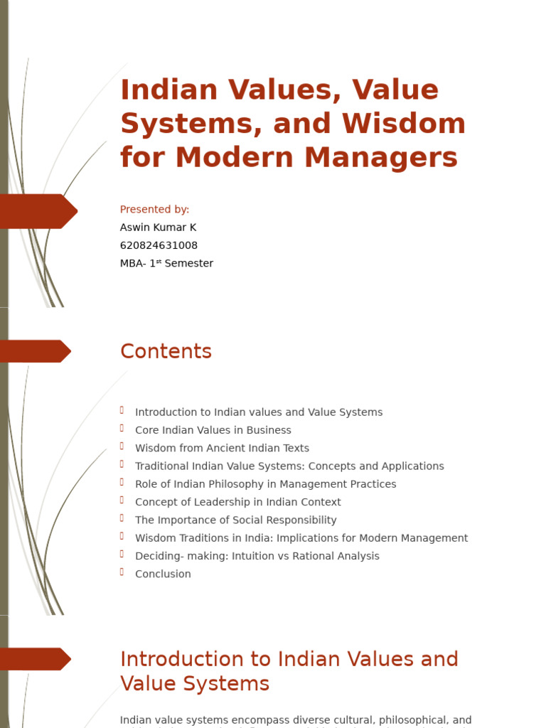 Indian Values, Value System and Wisdom For Modern Managers | PDF ...