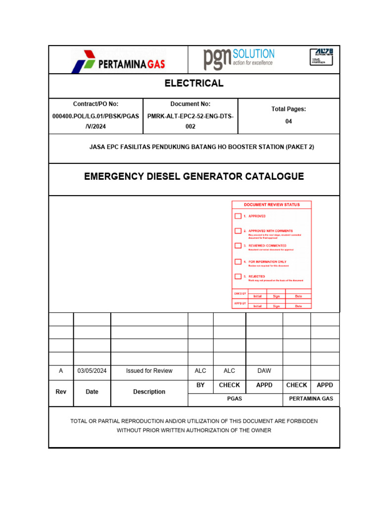 PMRK-ALT-EPC2-52-ENG-DTS-002 - Rev.A EMERGENCY DIESEL GENERATOR ...