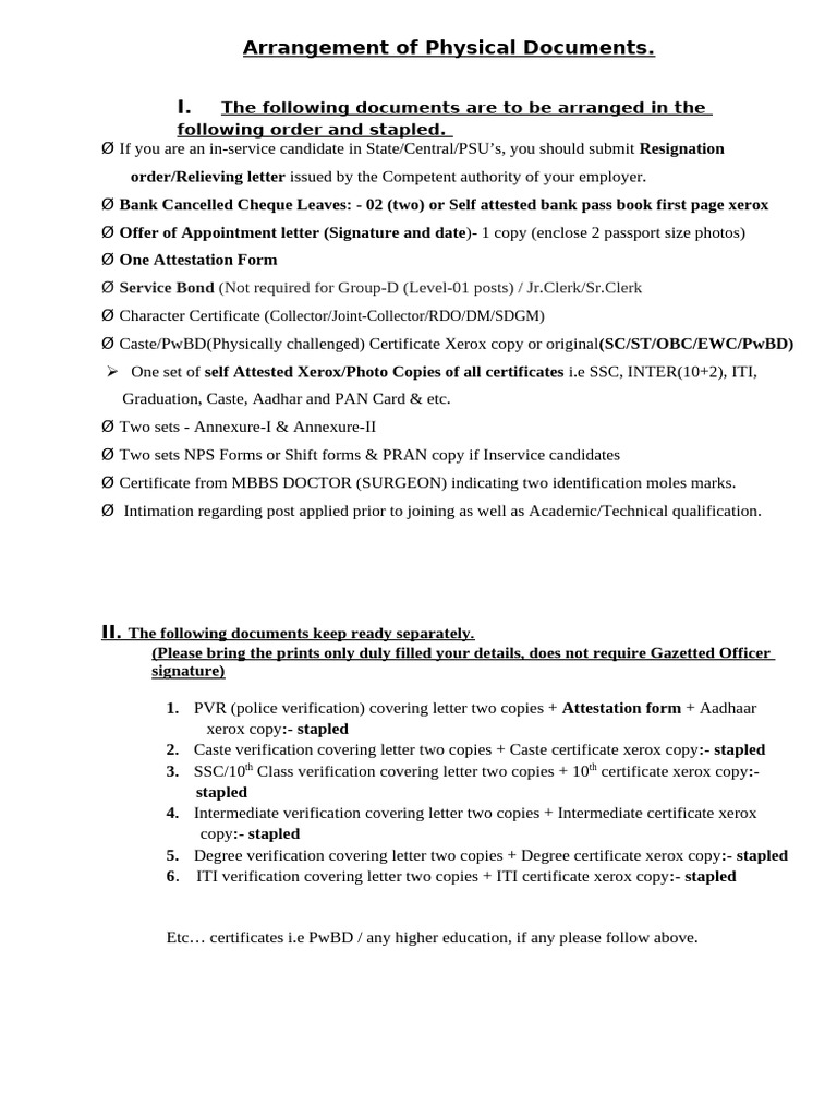 Arrangement of Physical Documents | PDF