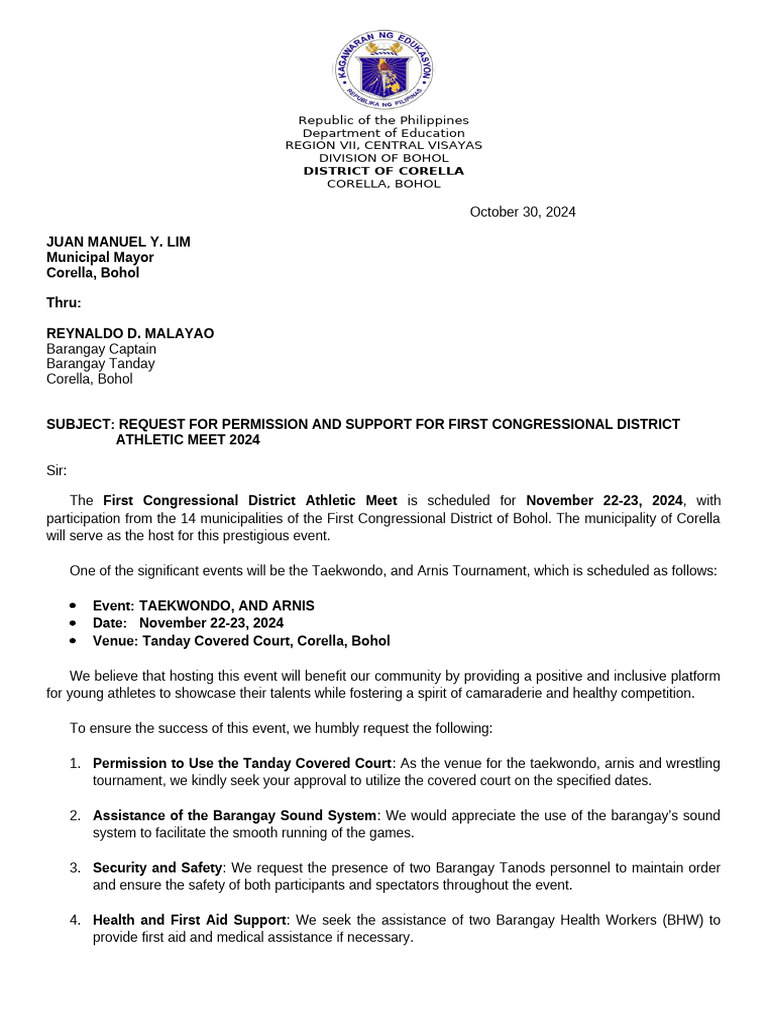 Letter Request Cong Meet2024 Venue Tanday | PDF | Government