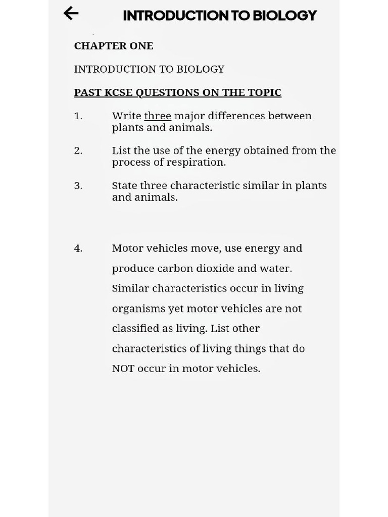 Biology Form 1 Questions | PDF