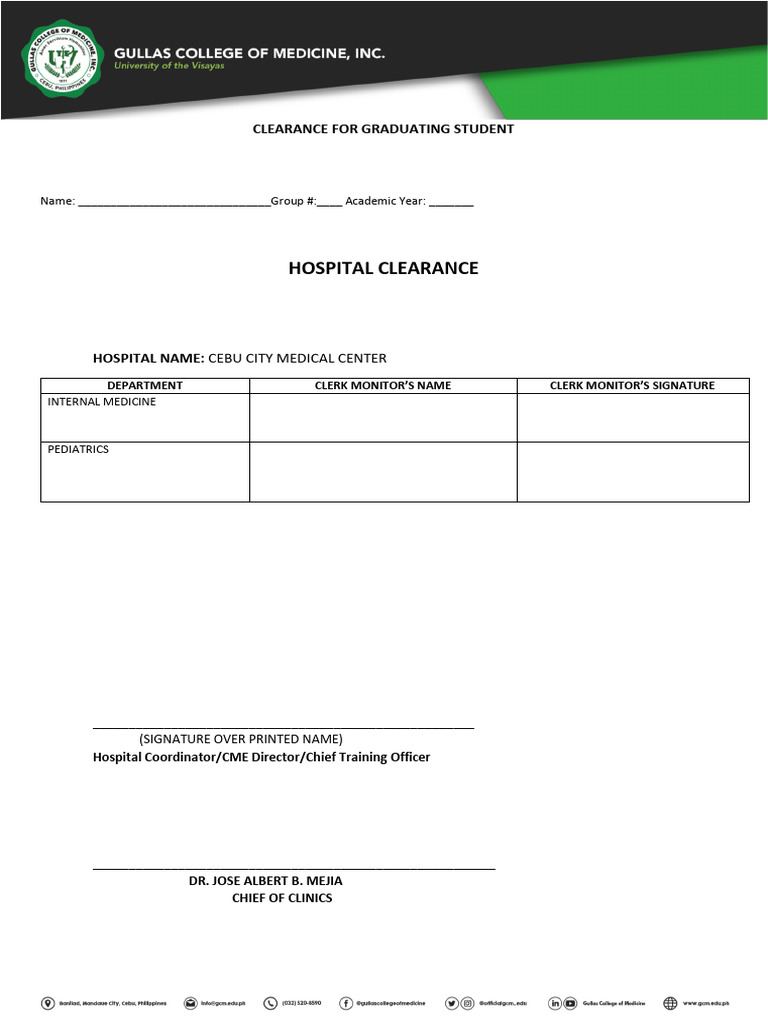 Clearance - CCMC | PDF