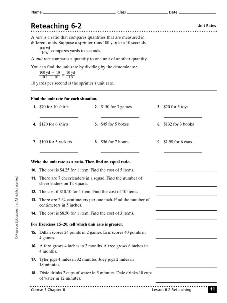 Unit Rates for Students | PDF | Length | Units Of Measurement