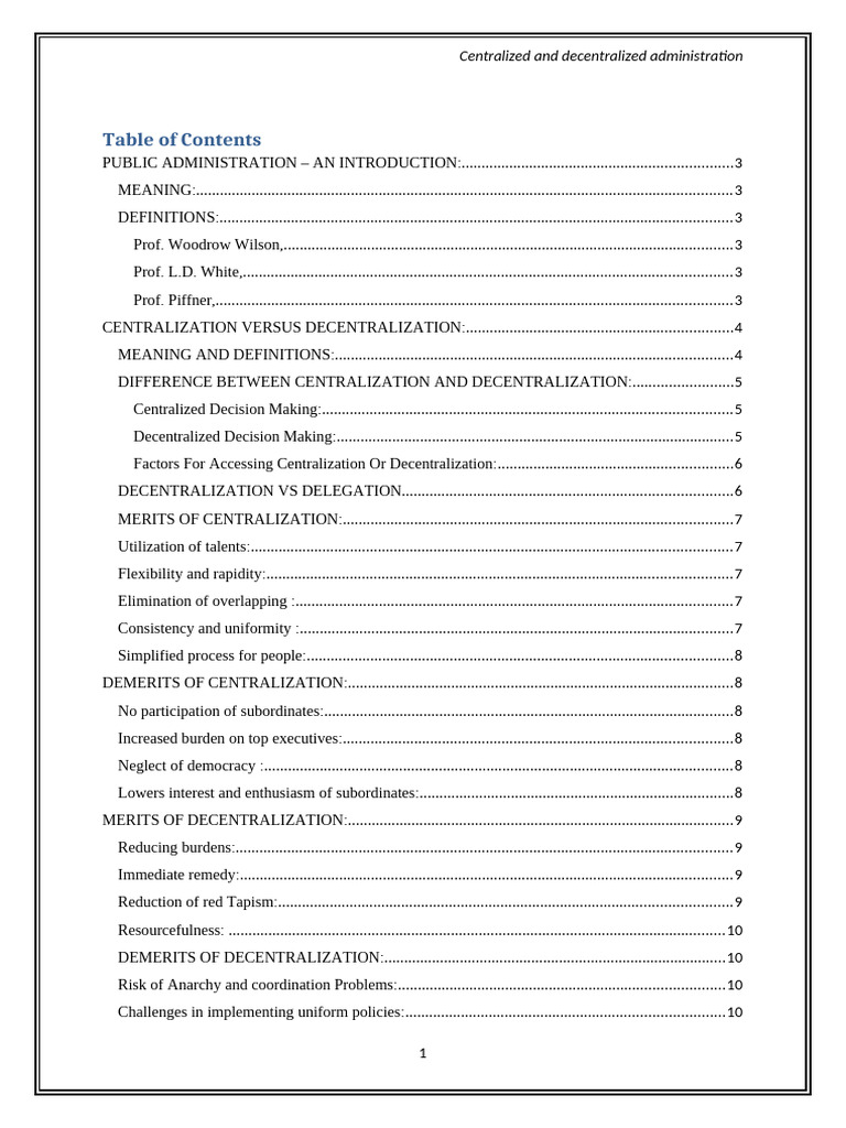 Centralized and Decentralized Administration | PDF | Decentralization ...