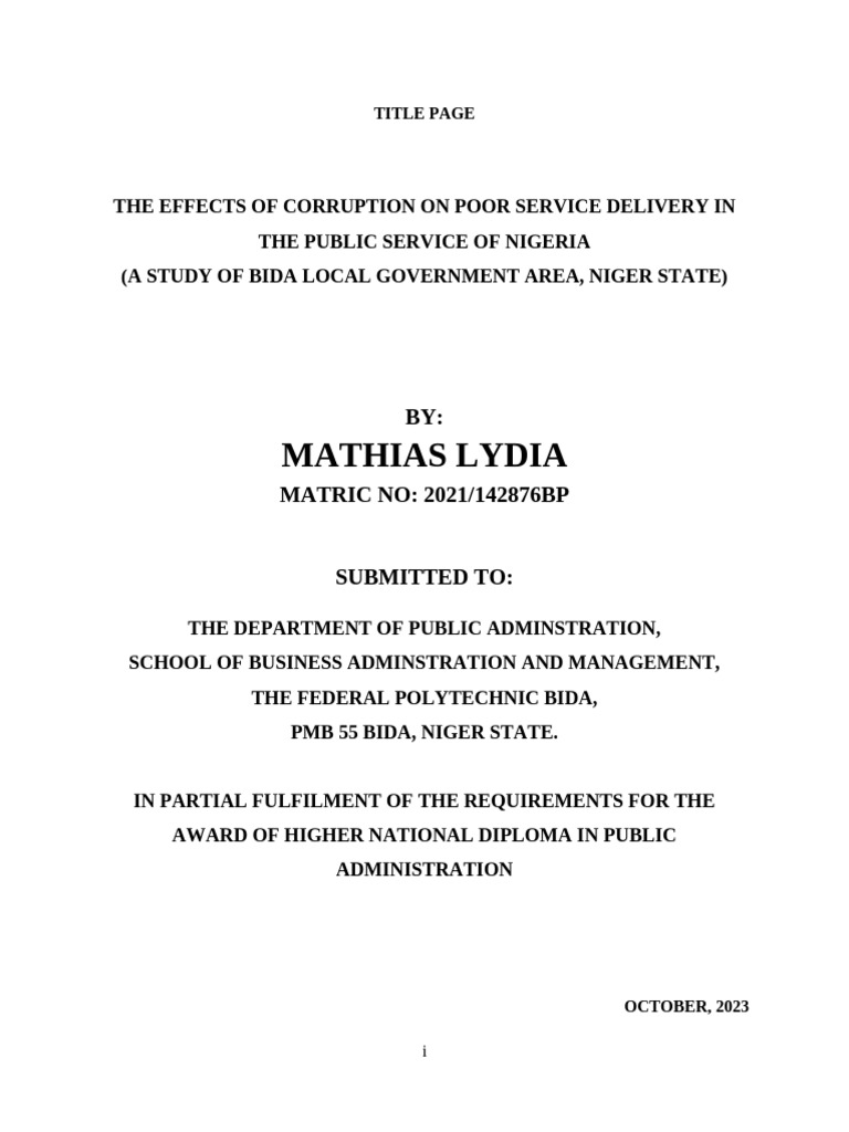 Intersection Detailing Chapter Five | PDF | Hypothesis | Corruption