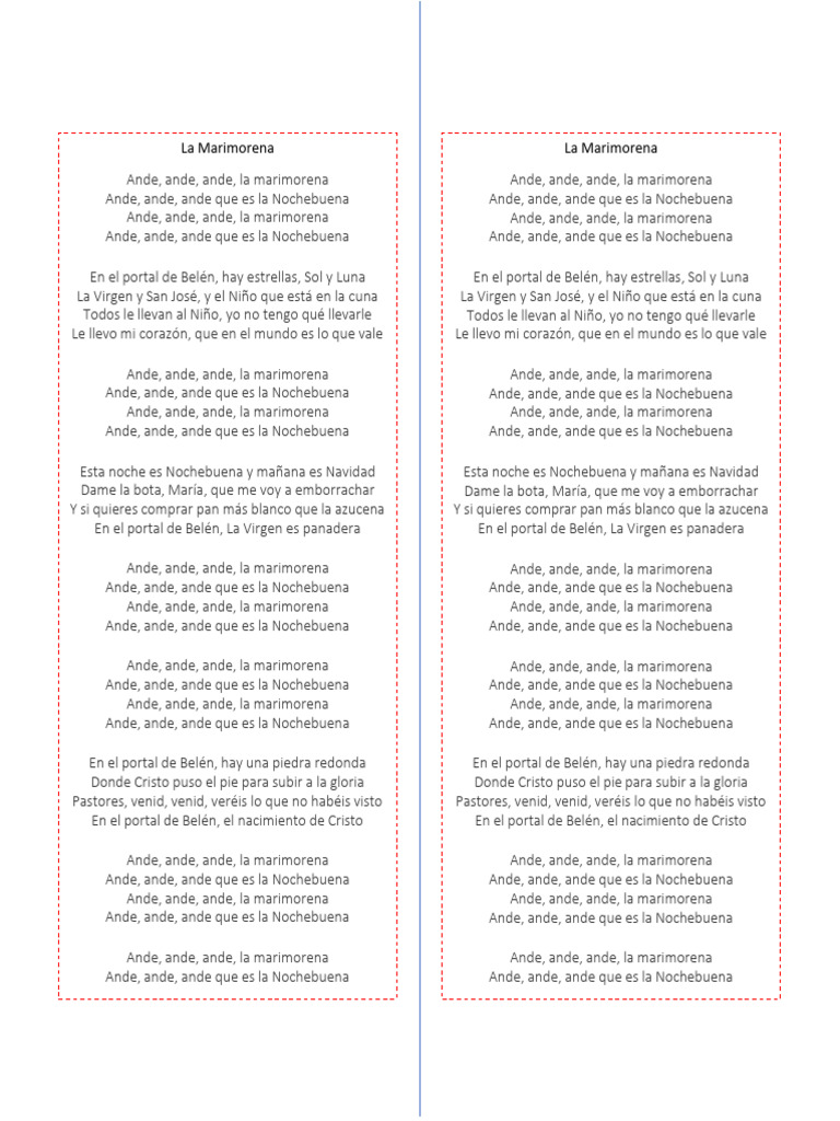 Villancico "La Marimorena" Letra | PDF | Natividad De Jesus | La gente ...