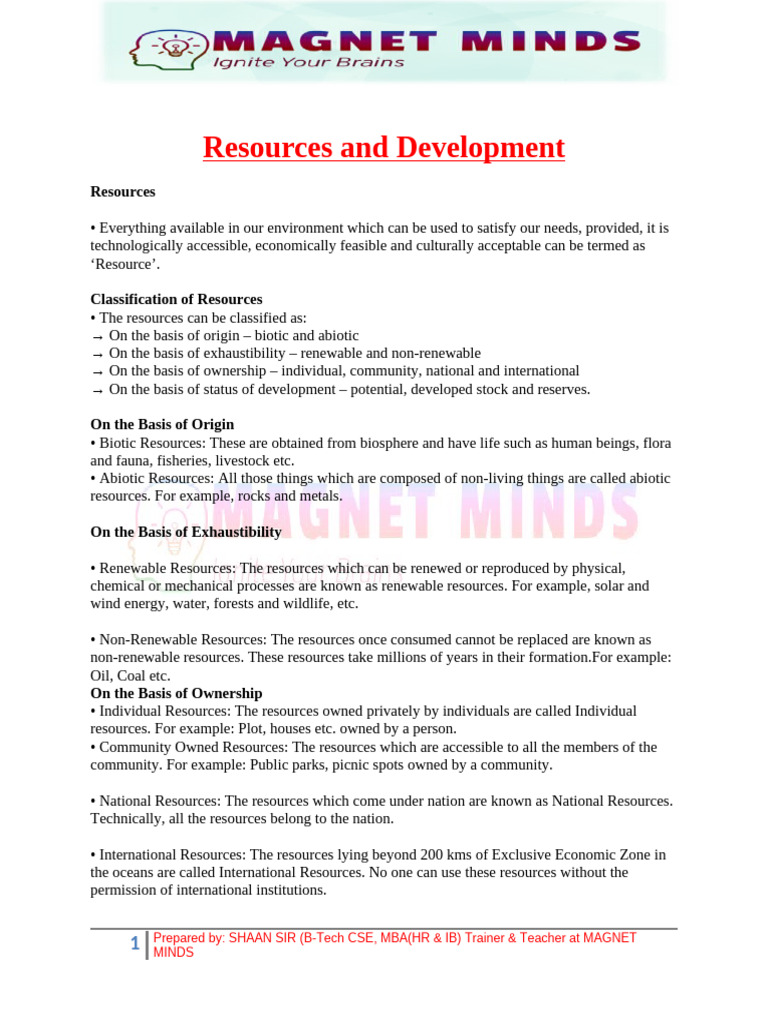 Resources and Development-1 | PDF | Soil | Resource