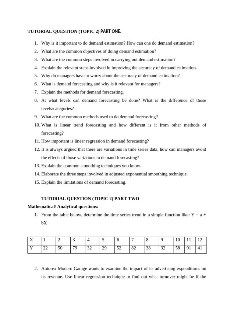 TUTORIAL QUESTION (TOPIC 2)-1 | PDF | Forecasting | Scientific Method