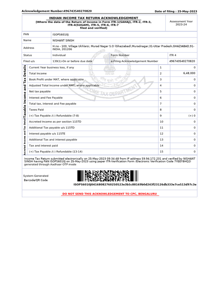 ITR-2023_2024-1 | PDF | Taxes | Payments
