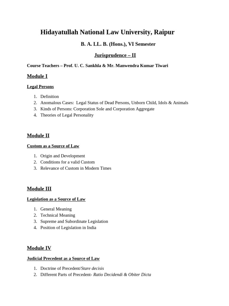 Juris-II Syllabus | PDF Juris-II Syllabus | PDF