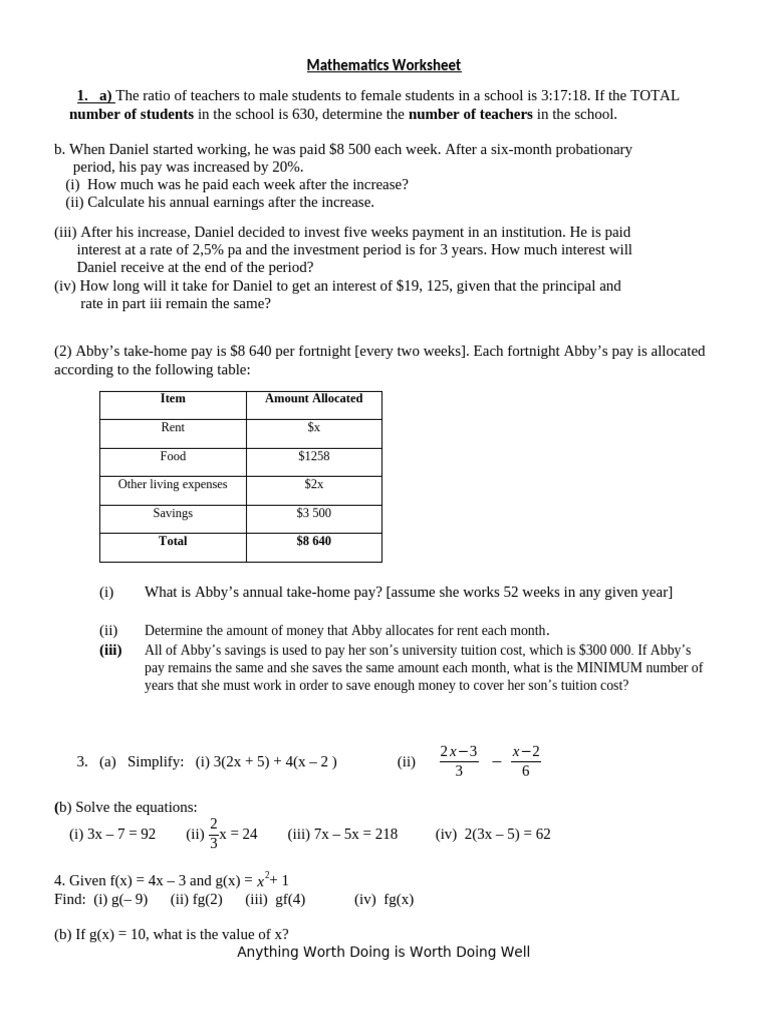 Group 5 Mathematics Worksheet. 2023docx | PDF | Interest | Economies