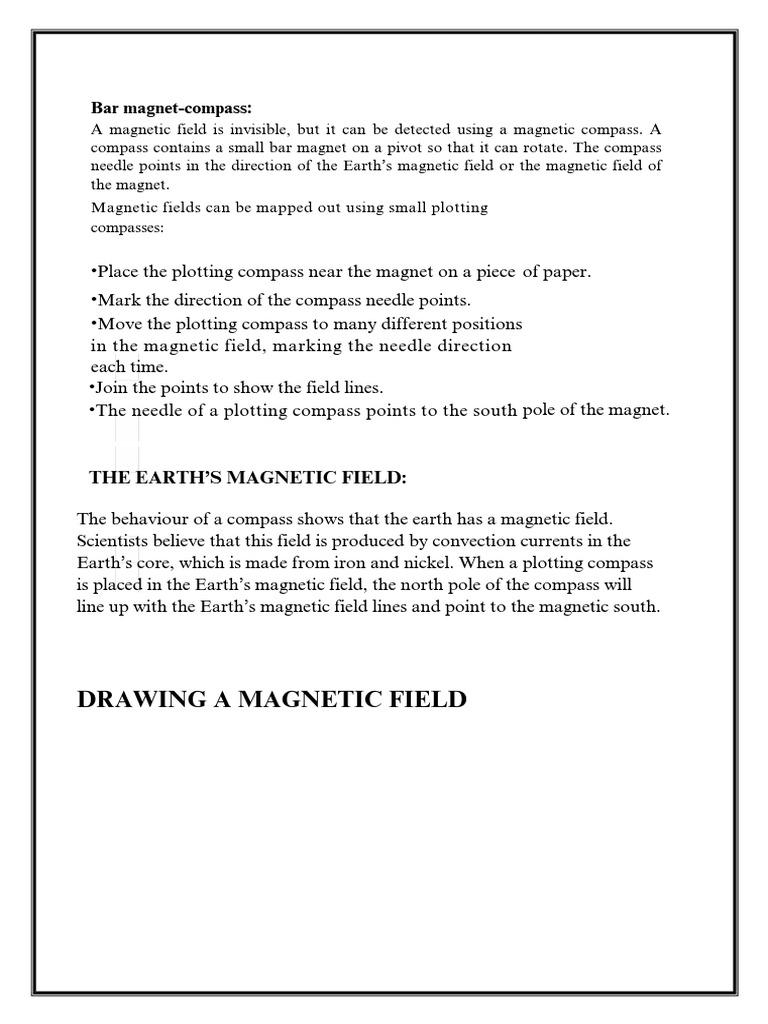 Drawing A Magnetic Field: Bar Magnet-Compass | PDF | Earth's Magnetic ...