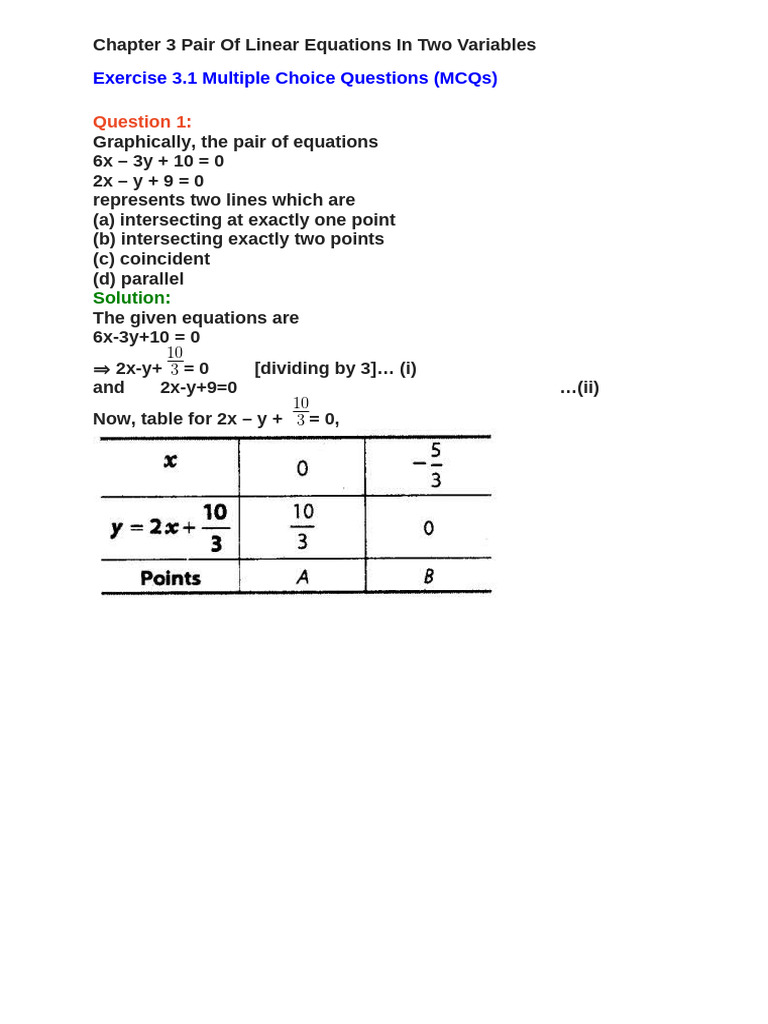 Linear Equations in Two Variables MCQs | PDF | Area | Circle