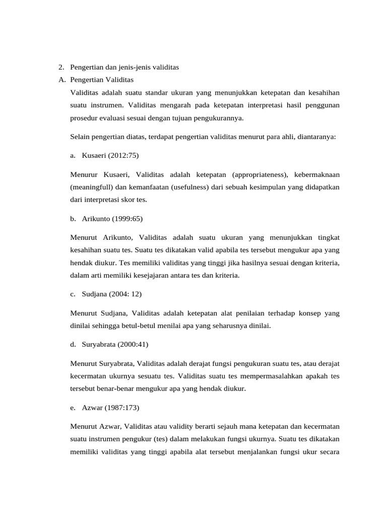 Pengertian dan Jenis Validitas Instrumen | PDF