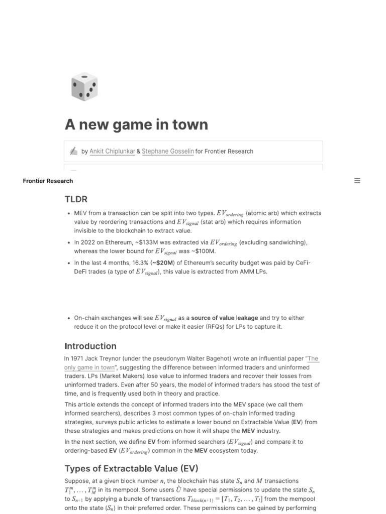 A New Game in Town | PDF