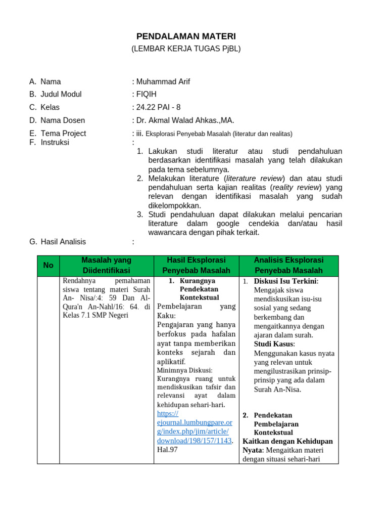 TAHAP 3 LK PJBL Modul Profesional | PDF