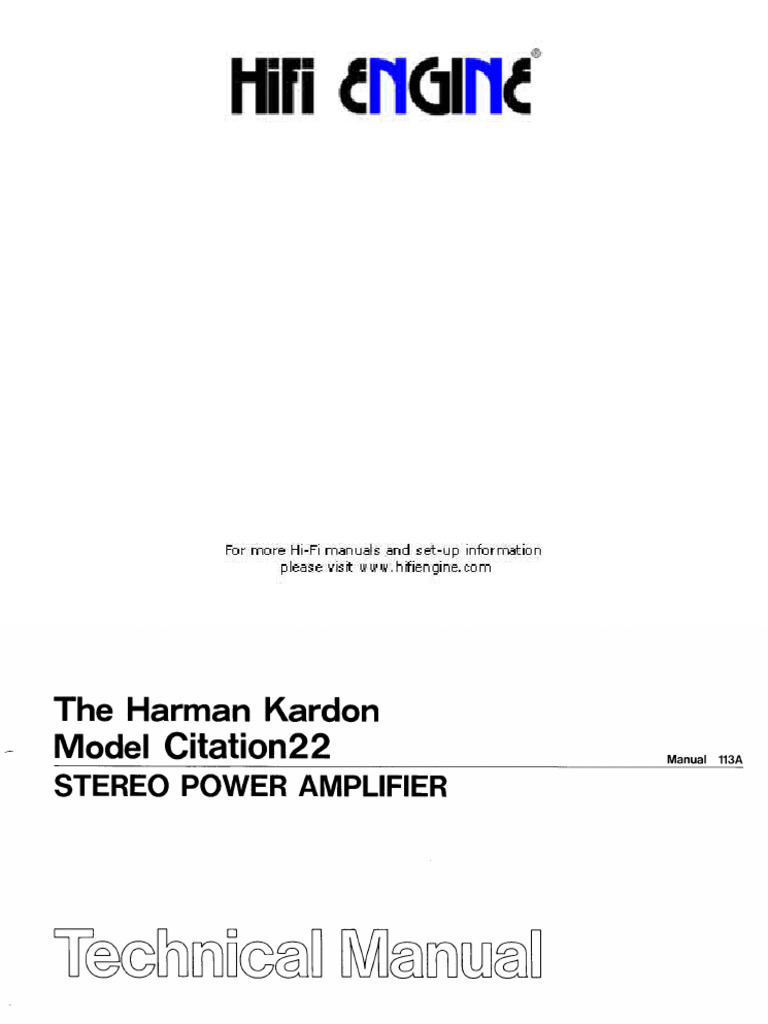 Hfe Harmankardon Citation 22 Service | PDF