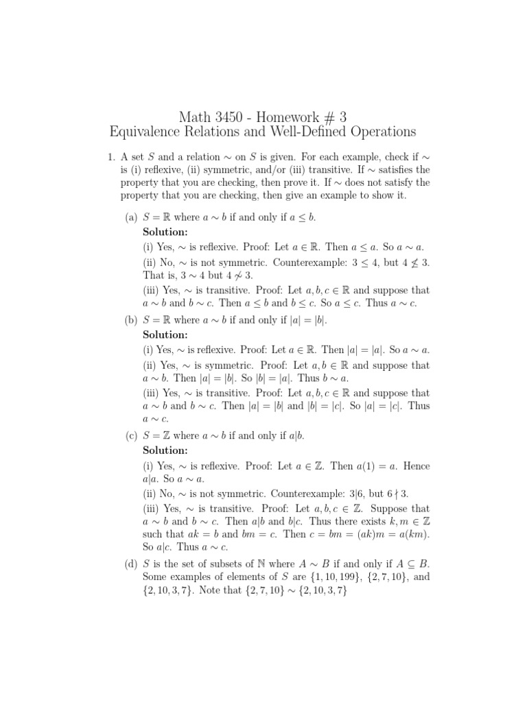 Equivalence Relations & Operations | PDF | Mathematics | Mathematical Concepts