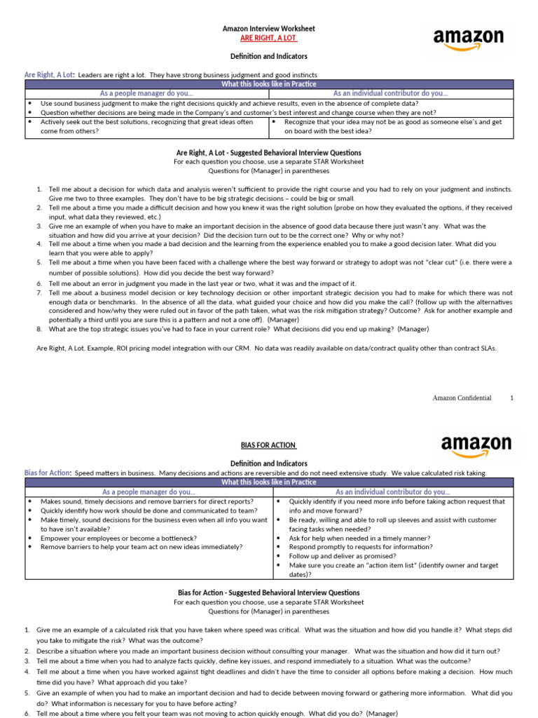 Amazon Interview Guide - Consolidated Leadership Principles | PDF ...