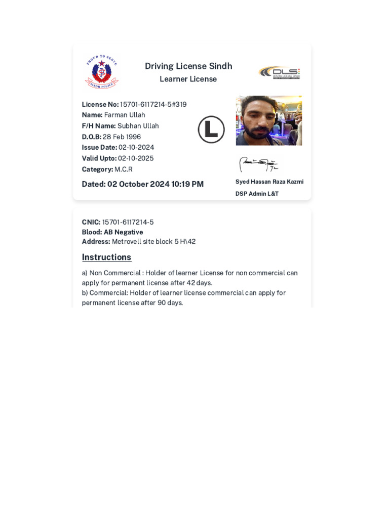 Download Learner License | PDF Download Learner License | PDF