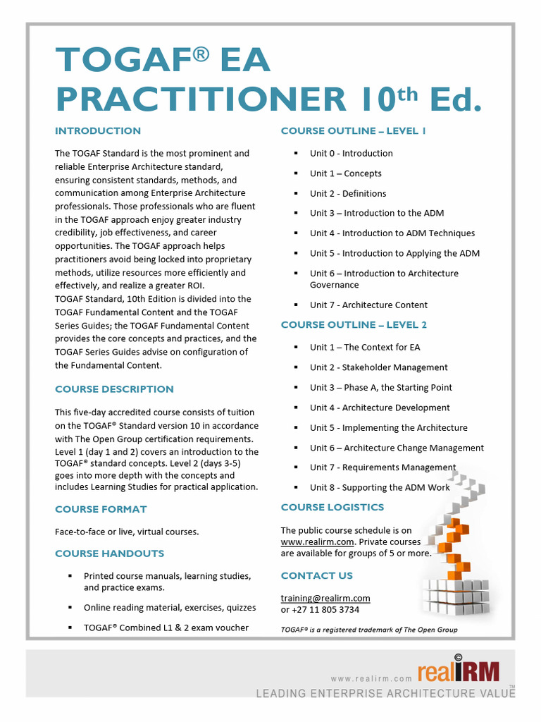 RI TOGAF EA Brochure | PDF | Enterprise Architecture | Information Science
