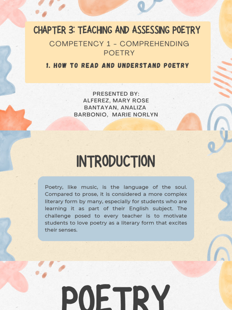 Chapter 3 Teaching and Assessing Poetry - 20241207 - 130604 - 0000 | PDF | Poetry | Narrative