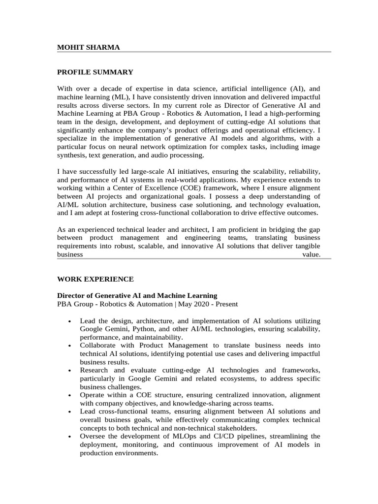 AIML Architect Ascendion MOHIT SHARMA Bengaluru | PDF | Artificial ...