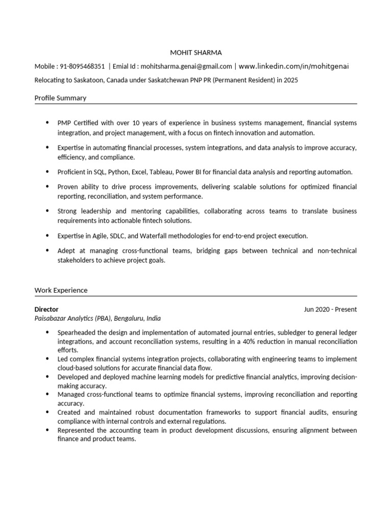 Business Systems Manager - Mohitsharma - 30-Nov-2024 | PDF | Amazon Web ...
