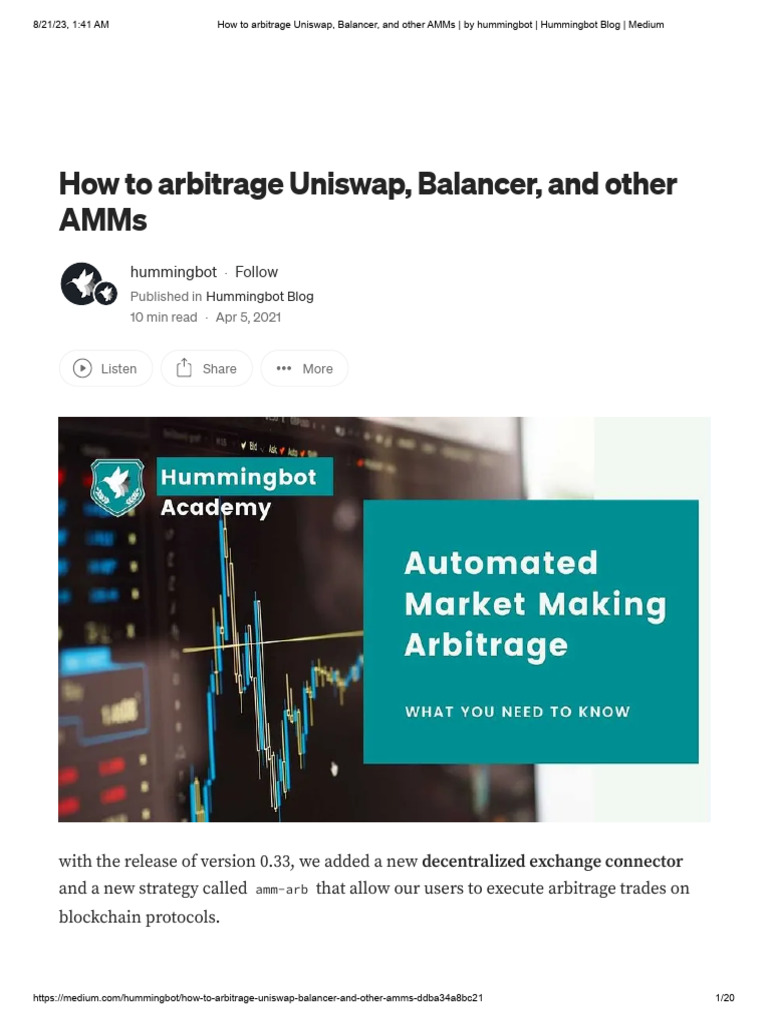 How to arbitrage Uniswap, Balancer, and other AMMs _ by hummingbot ...