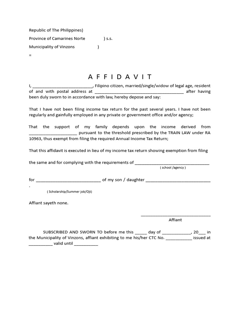 Affidavit of Low Income | PDF