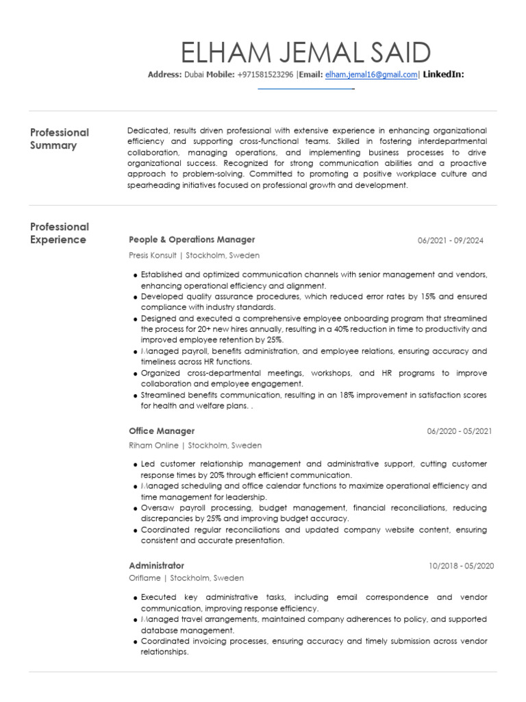 Elham.Jemal.CV | PDF | Human Resources | Employment