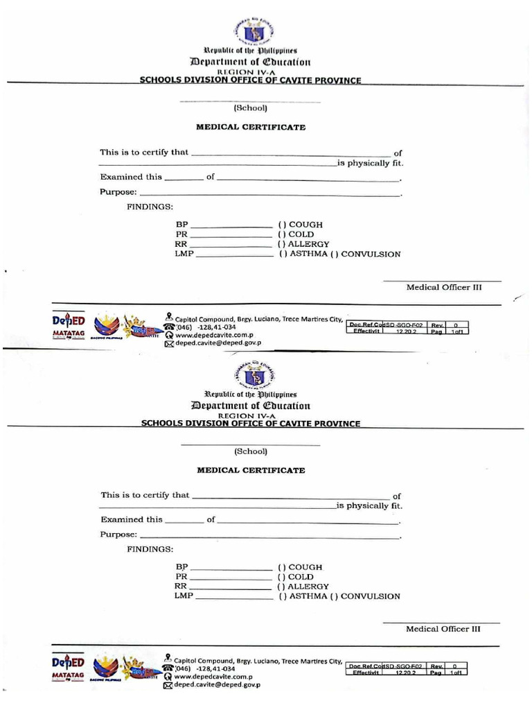 Medical Cert 2024 | PDF