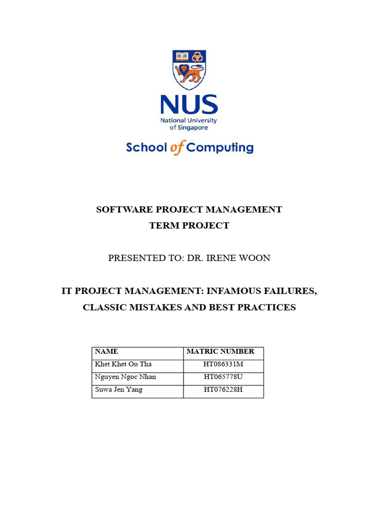 CS 5212 SPM Project | PDF | Project Management | Risk Management