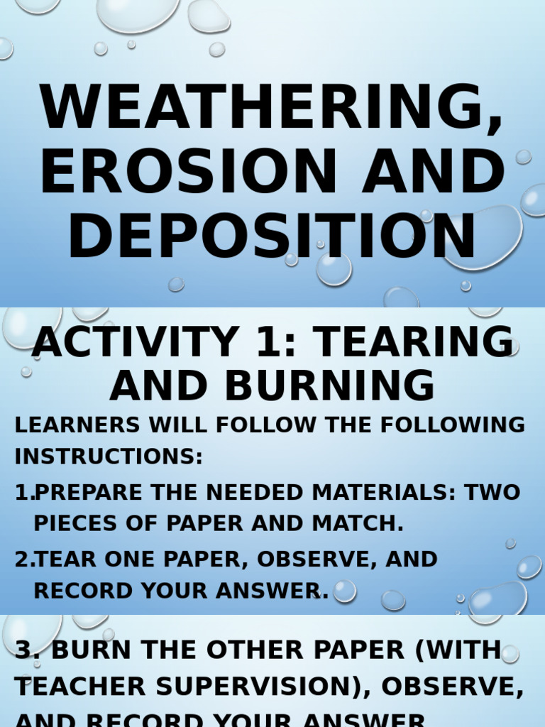 Weathering, Erosion, and Deposition Activity | PDF | Weathering | Rock ...