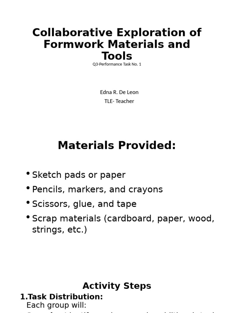 Collaborative Exploration of Formwork Materials and Tools | PDF
