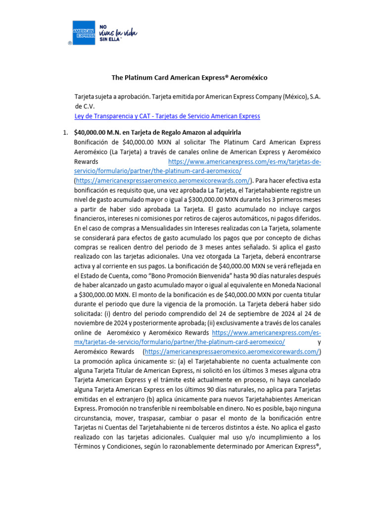 TyC-ThePlatinumCardAmericanExpressAeromexico Partner Rewards | PDF ...