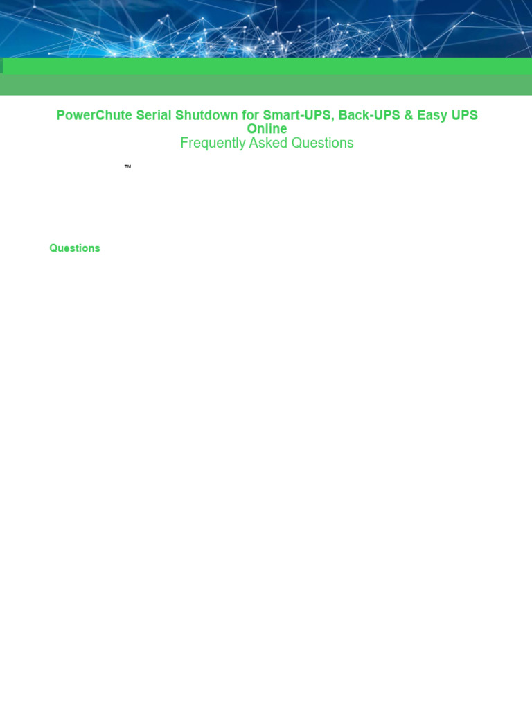 PowerChute Serial Shutdown FAQ | PDF | Operating System | World Wide Web